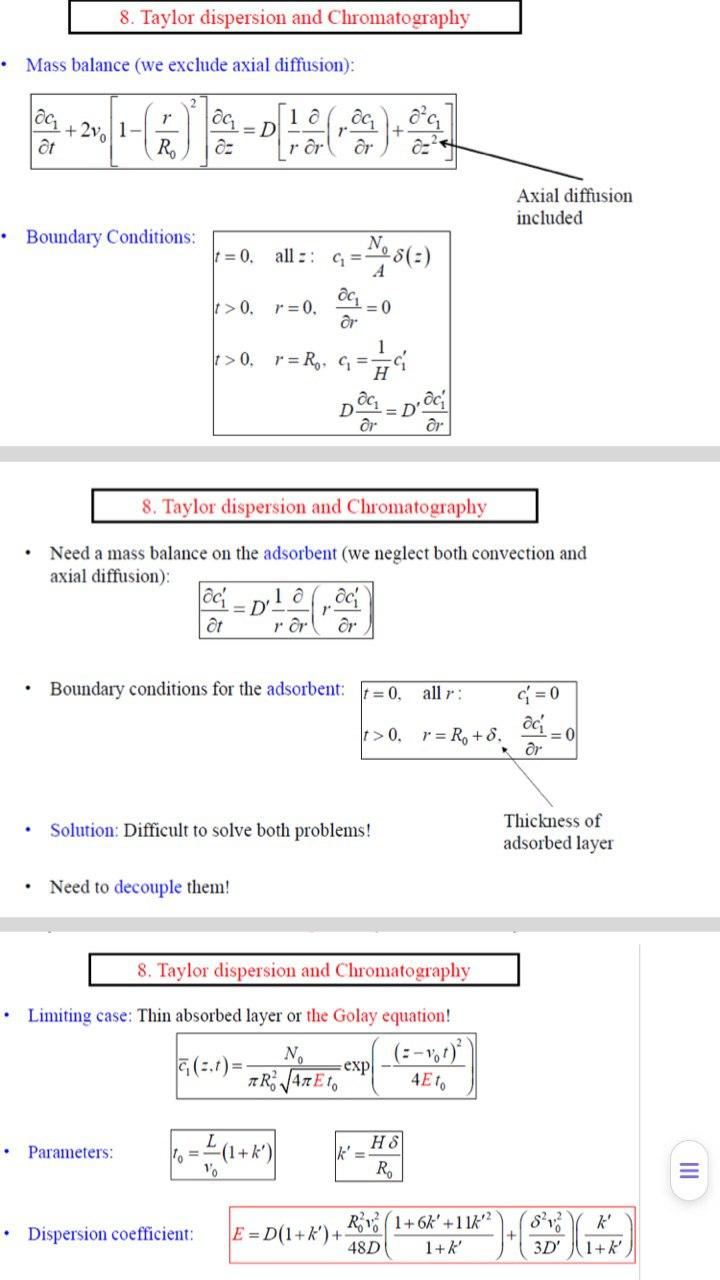 8. Taylor dispersion and Chromatography . Mass | Chegg.com