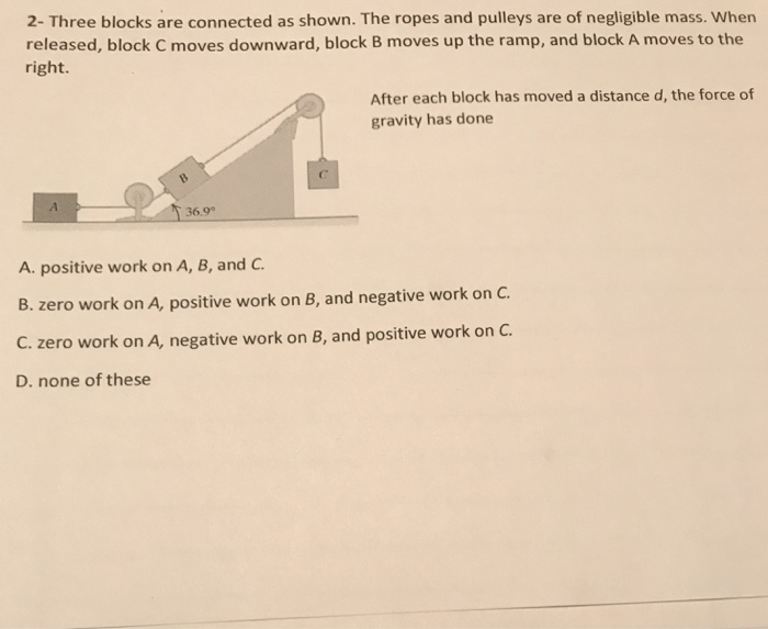 Solved Three blocks are connected as shown. The ropes and | Chegg.com