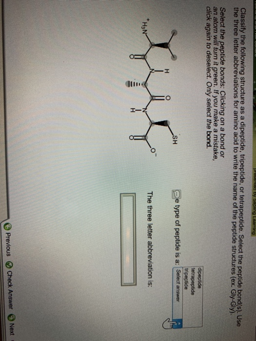 Solved Classify the following structure as a dipeptide, | Chegg.com