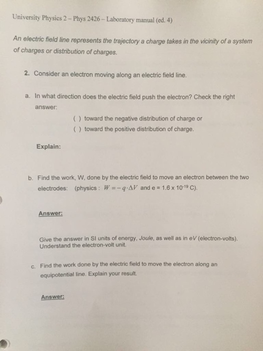 Solved University Physies 2 - Phys 2426-Laboratory manual | Chegg.com