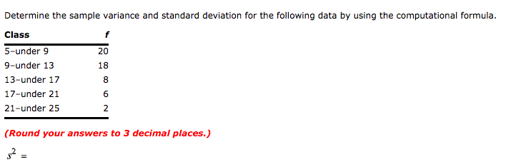Solved Determine the sample variance and standard deviation | Chegg.com