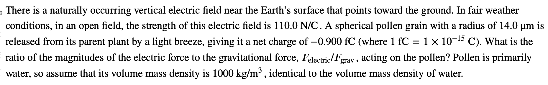 Solved There is a naturally occurring vertical electric | Chegg.com