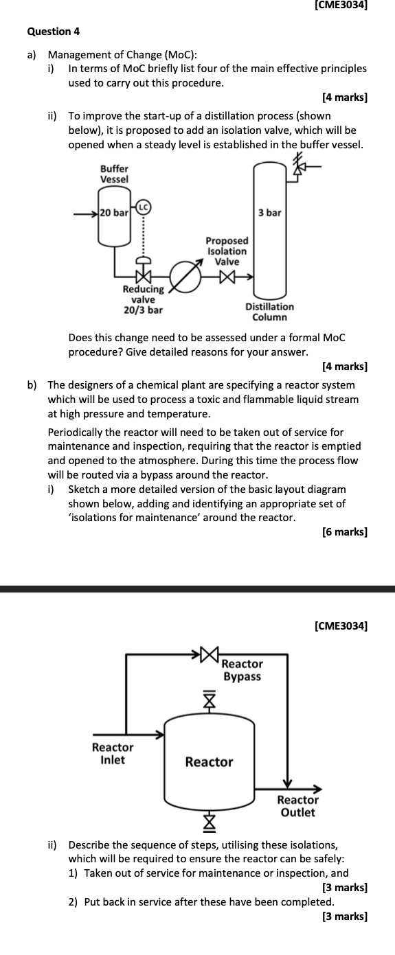 Solved Question 4 a) Management of Change (MoC): i) In terms | Chegg.com