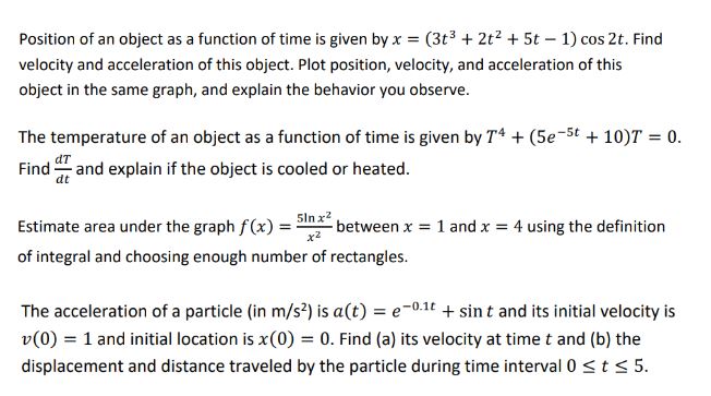 Solved Position of an object as a function of time is given | Chegg.com