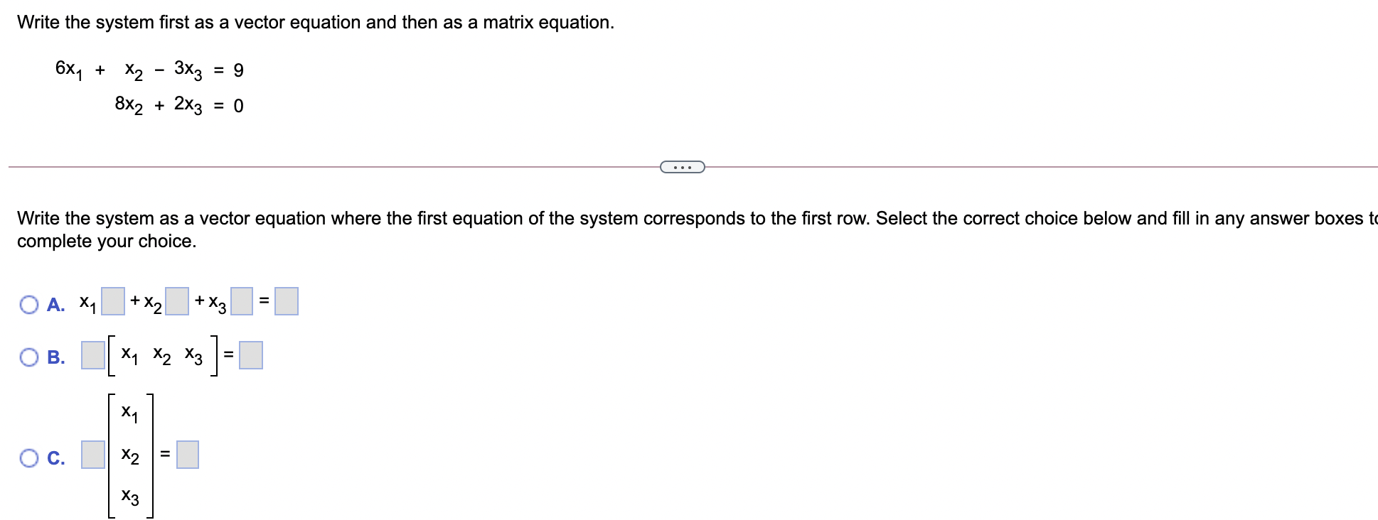 Solved Use The Definition Of Ax To Write The Matrix Equation Chegg