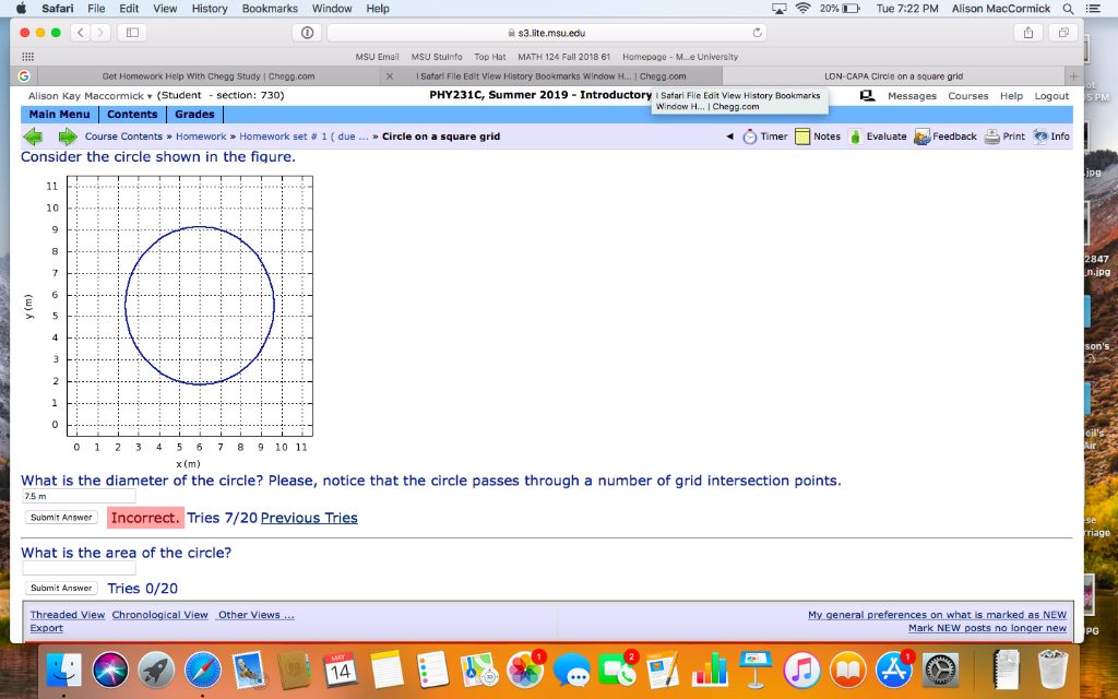 Solved How to find the diameter and area of the circle on a | Chegg.com