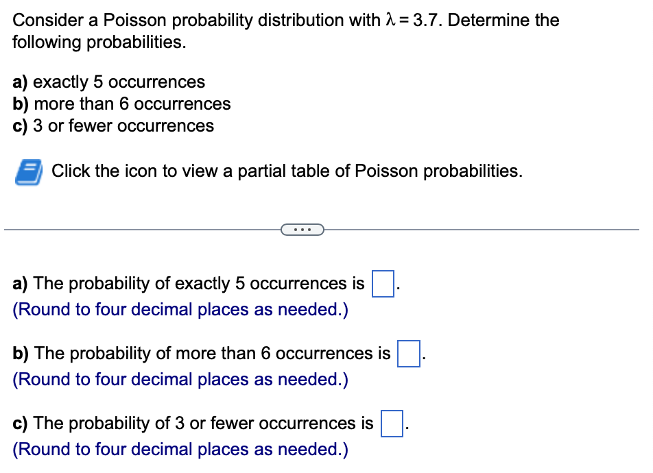 Solved Consider a Poisson probability distribution with | Chegg.com