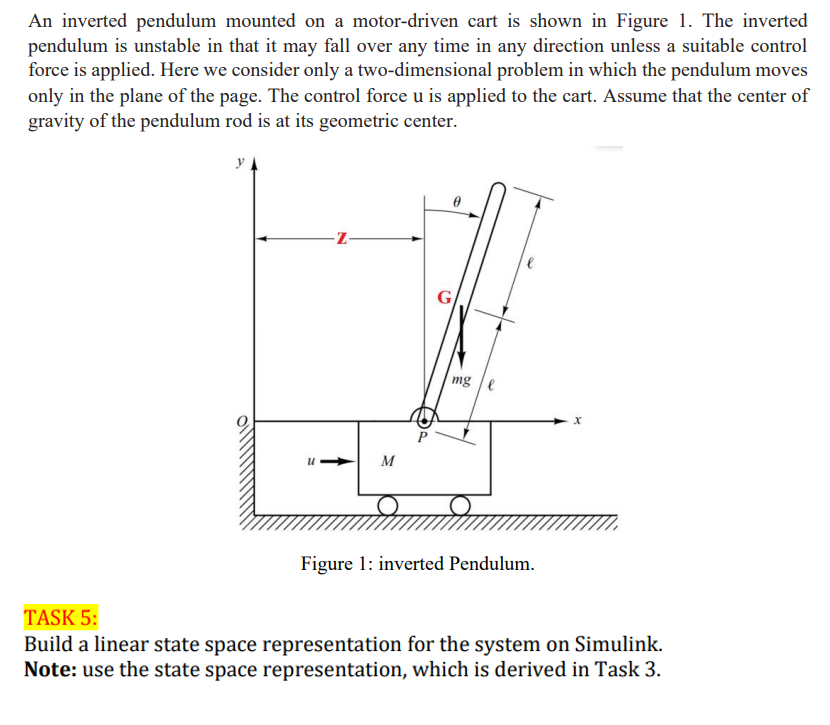 Solved An inverted pendulum mounted on a motor-driven cart | Chegg.com