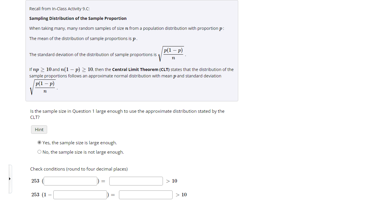 Recall from In-Class Activity 9.C: Sampling | Chegg.com