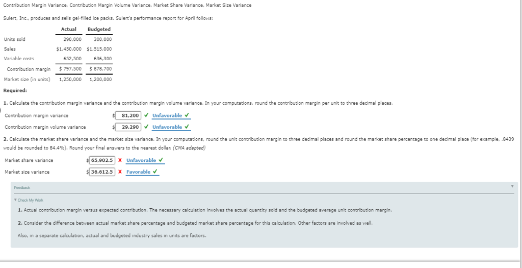 Solved Contribution Margin Variance, Contribution Margin | Chegg.com