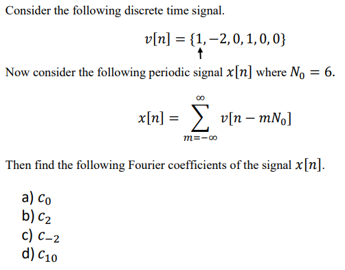 Solved Consider the following discrete time signal. | Chegg.com