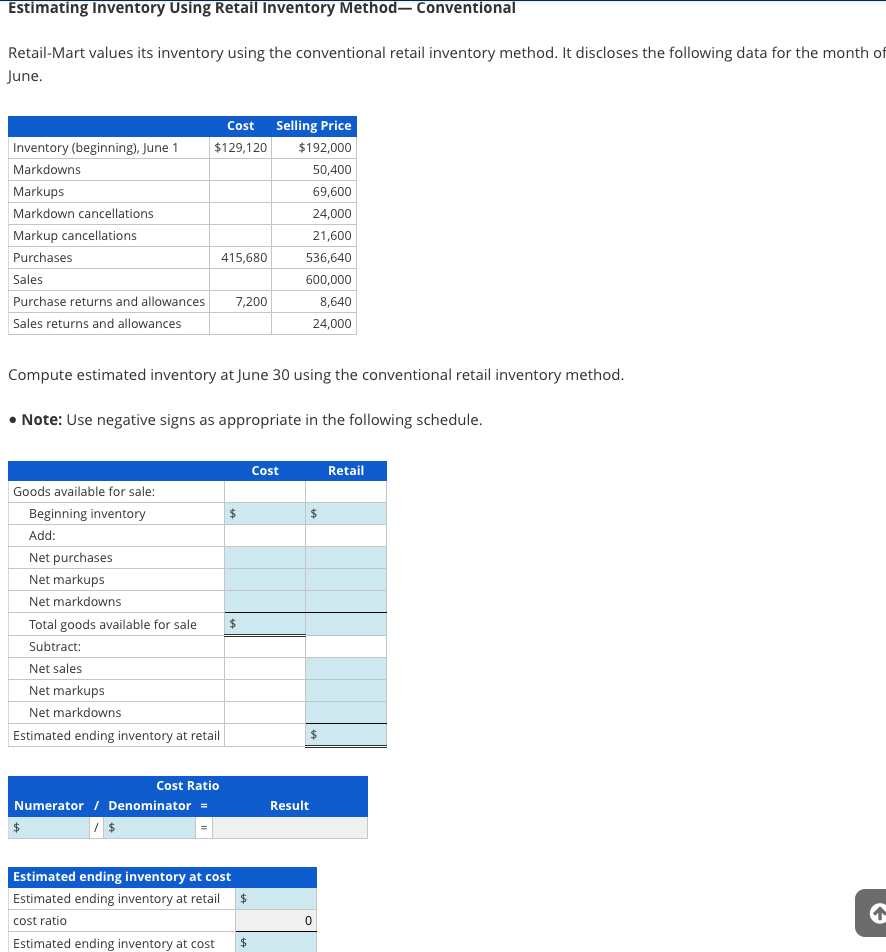 Solved Estimating Inventory Using Retail Inventory Method- | Chegg.com