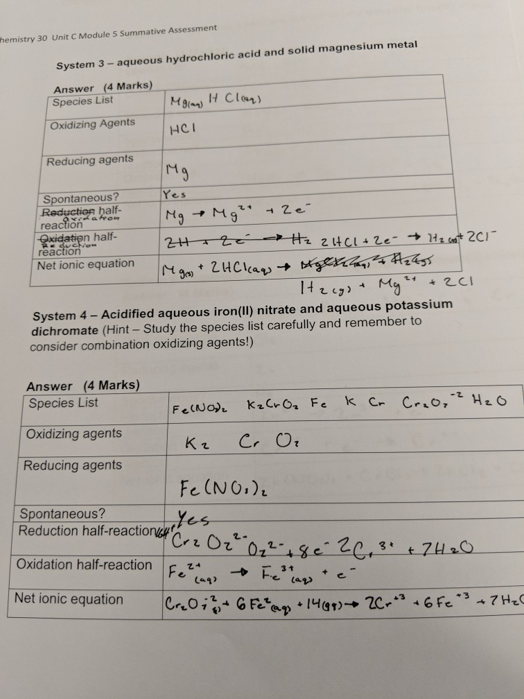 Solved Chemistry 30 Unit C Module 5 Summative Assessment | Chegg.com