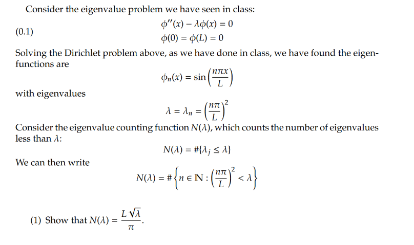Solved I Consider the eigenvalue problem we have seen in | Chegg.com