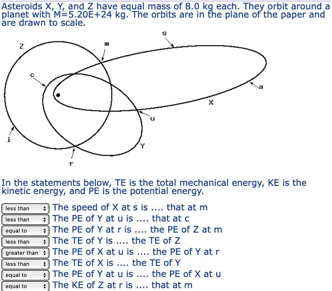Solved Asteroids X, ﻿Y, ﻿and Z have equal mass of 8.0 ﻿kg | Chegg.com