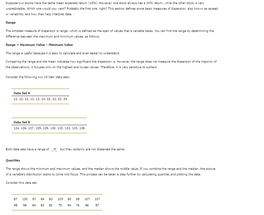 Solved Suppose two stocks have the same mean expected return | Chegg.com