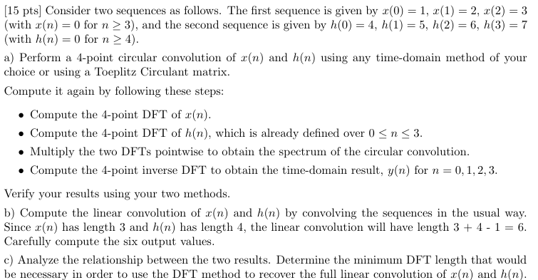 Solved [15 pts] ﻿Consider two sequences as ﻿follows. The | Chegg.com