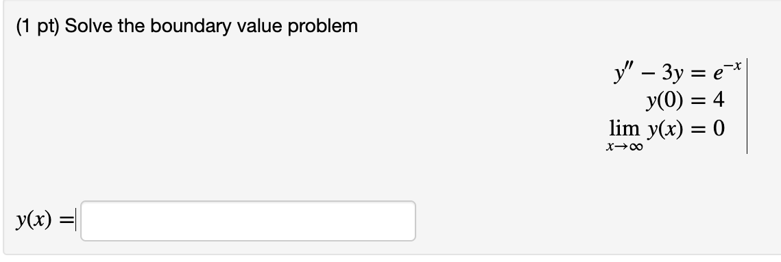 Solved (1 pt) Solve the boundary value problem | Chegg.com