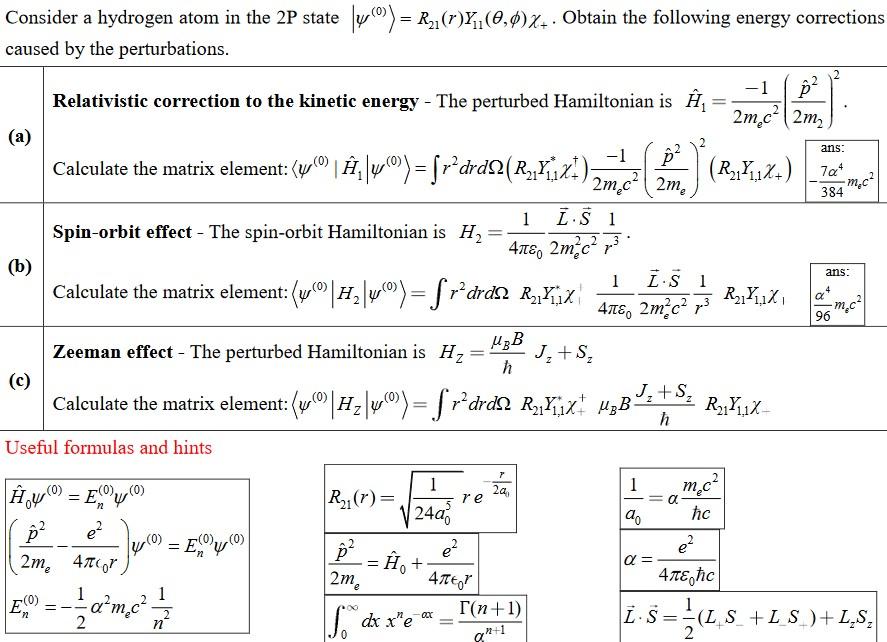 Solved Consider a hydrogen atom in the 2P state ) = R₂₁ | Chegg.com