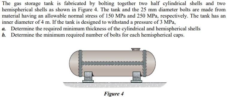 Solved The gas storage tank is fabricated by bolting | Chegg.com