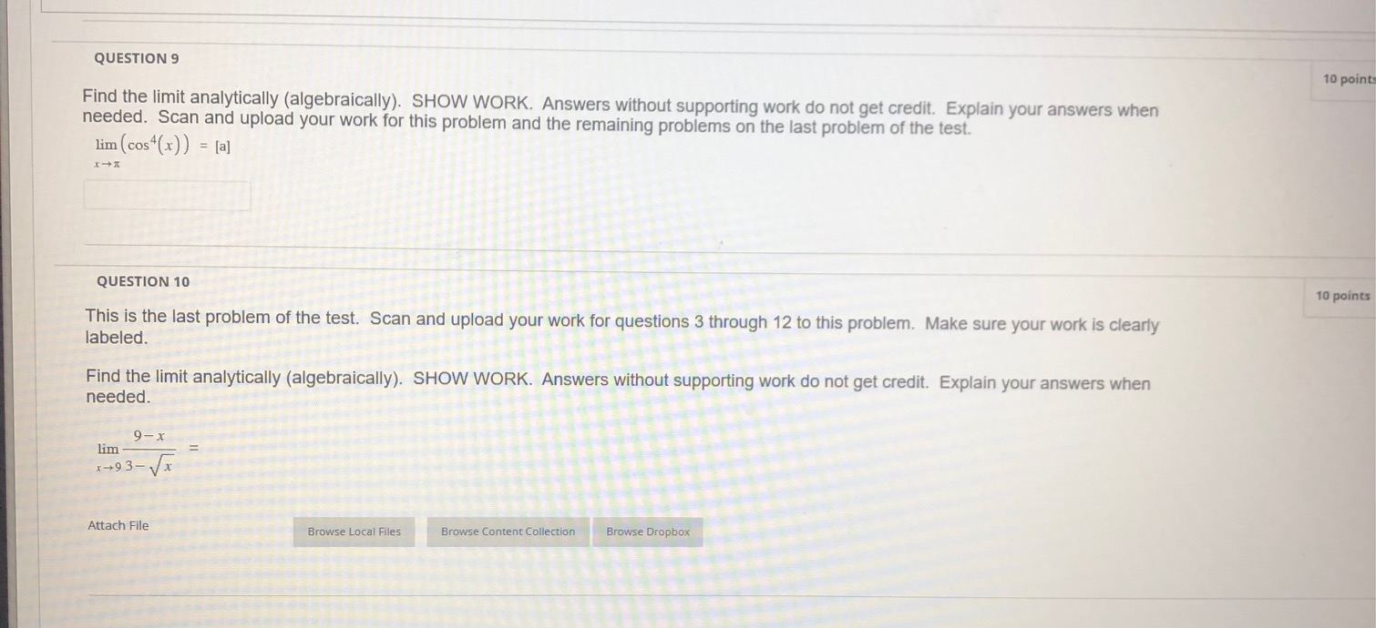 Solved Find the limit analytically (algebraically). SHOW | Chegg.com