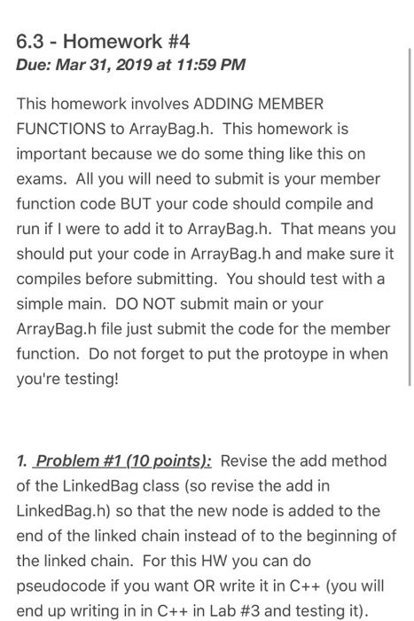 6.3-Homework #4 Due: Mar 31, 2019 at 11:59 PM This | Chegg.com
