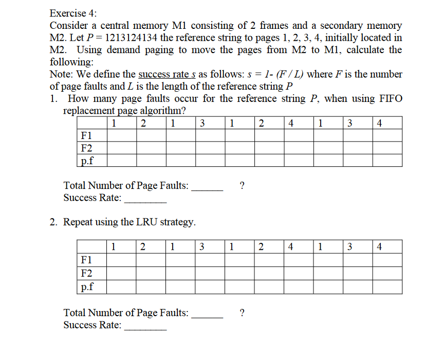 [Solved]: Exercise 4: Consider a central memory M1 consist