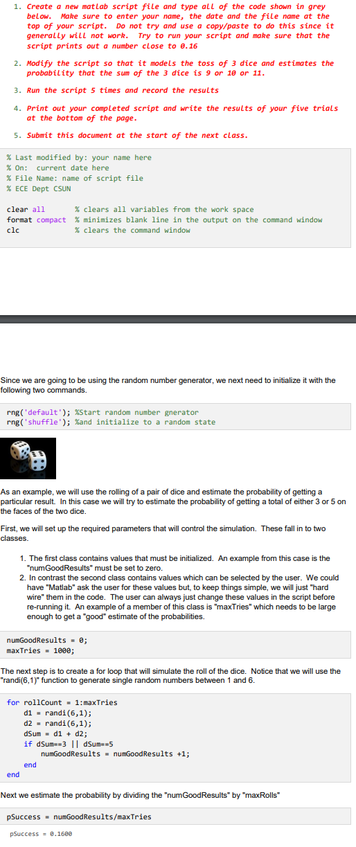 Solved 1. Create a new matlab script file and type all of | Chegg.com