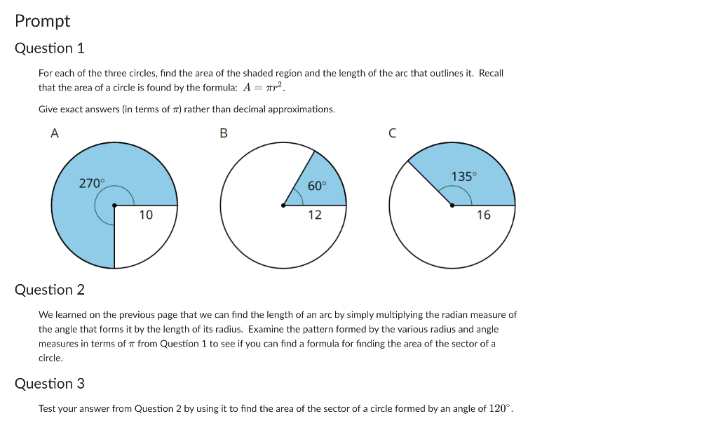 Solved For each of the three circles, find the area of the | Chegg.com