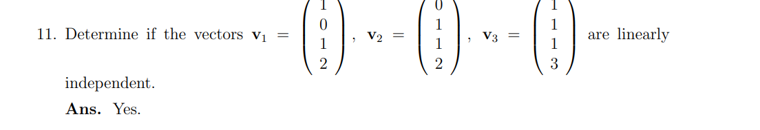 Solved Determine if the vectors | Chegg.com
