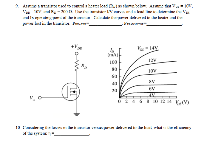 Solved Assume a transistor used to control a heater load | Chegg.com