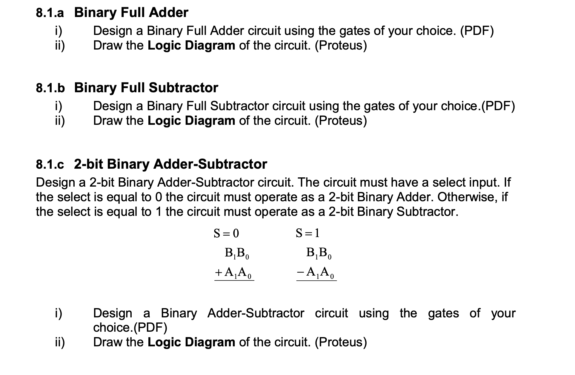 Solved 8.1.a Binary Full Adder i) Design a Binary Full Adder | Chegg.com