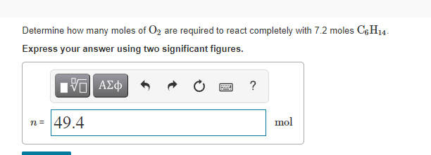 Solved Determine how many moles of O2 are required to react | Chegg.com
