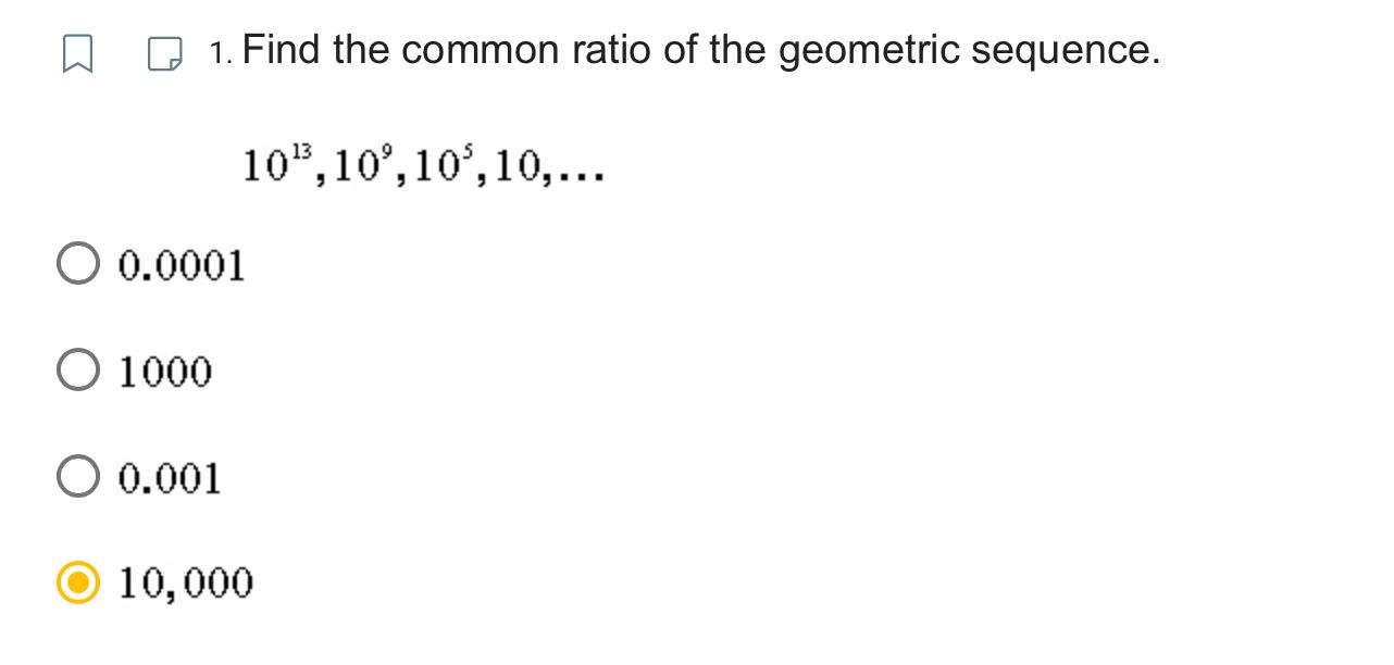 Solved 1. Find the common ratio of the geometric sequence. | Chegg.com