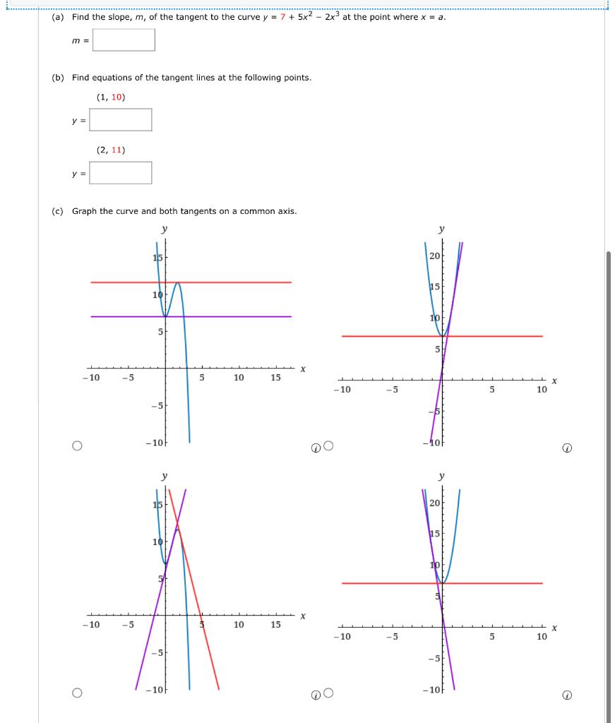 Solved (a) Find the slope, m, of the tangent to the curve | Chegg.com