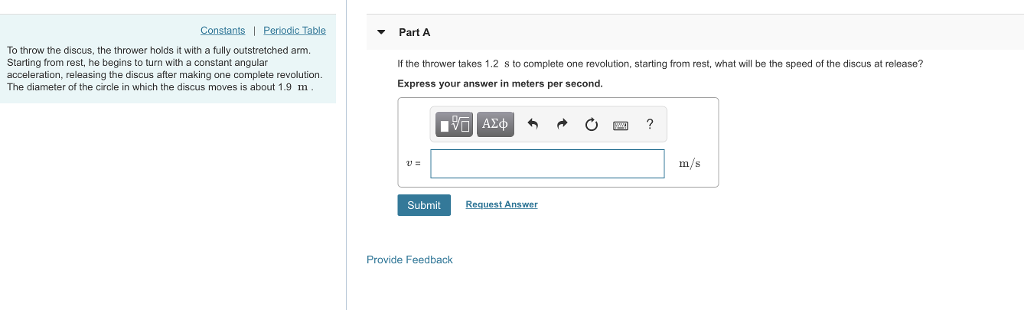 Solved Constants I Perlodic Table Part A To throw the | Chegg.com
