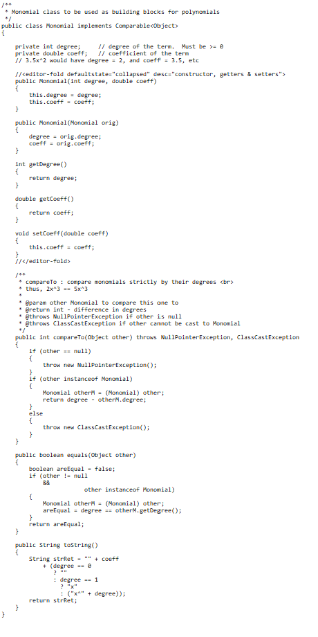 Solved Polynomial Program Java: Polynomial Arithmetic Use | Chegg.com