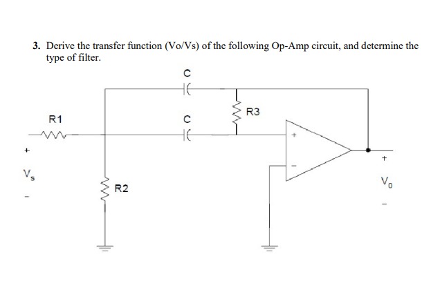 Solved 3. Derive the transfer function (Vo/Vs) of the | Chegg.com