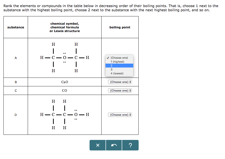 Solved Rank the elements or compounds in the table below in | Chegg.com