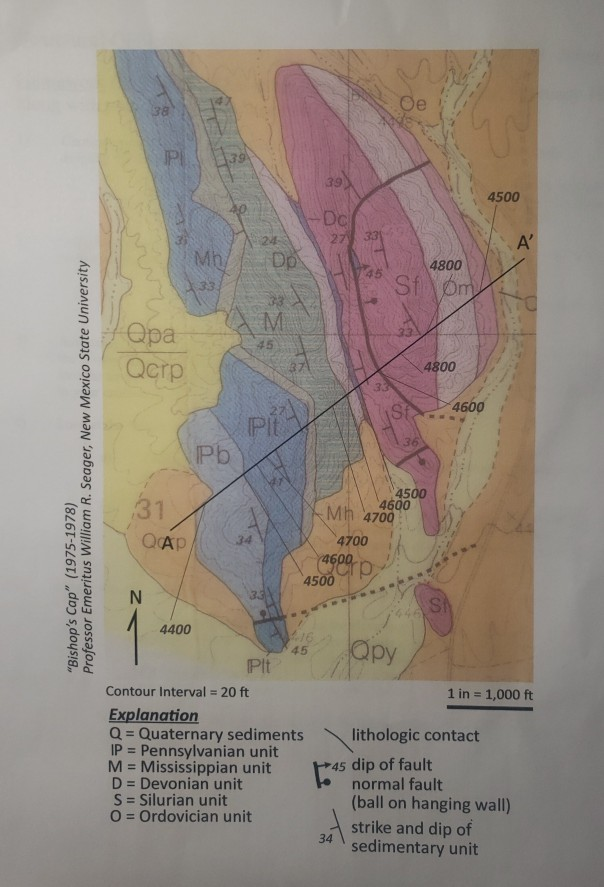 5) Draft a true scale cross-section along A-A' for | Chegg.com