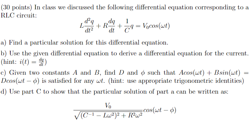 Solved (30 points) In class we discussed the following | Chegg.com