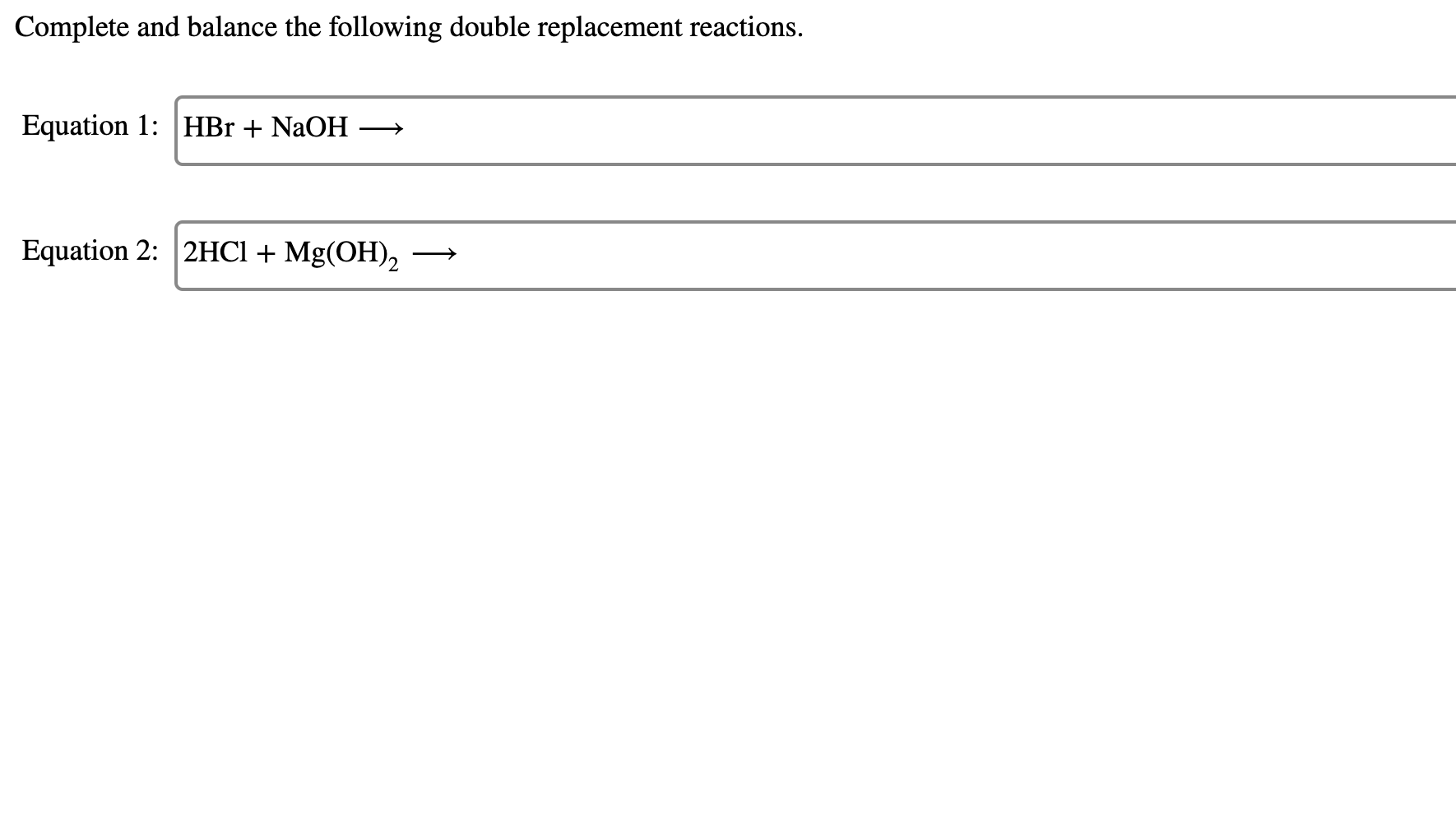 Solved Complete and balance the following double replacement | Chegg.com