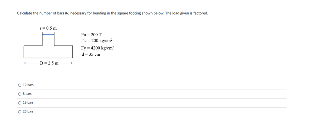 Solved Calculate the number of bars #6 necessary for bending | Chegg.com
