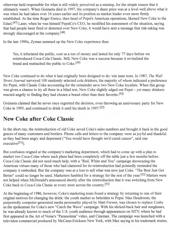 Solved New Coke New Coke From Wikipedia, the free | Chegg.com