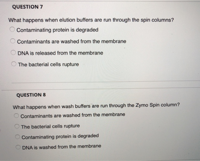 Solved QUESTION 7 What happens when elution buffers are run | Chegg.com