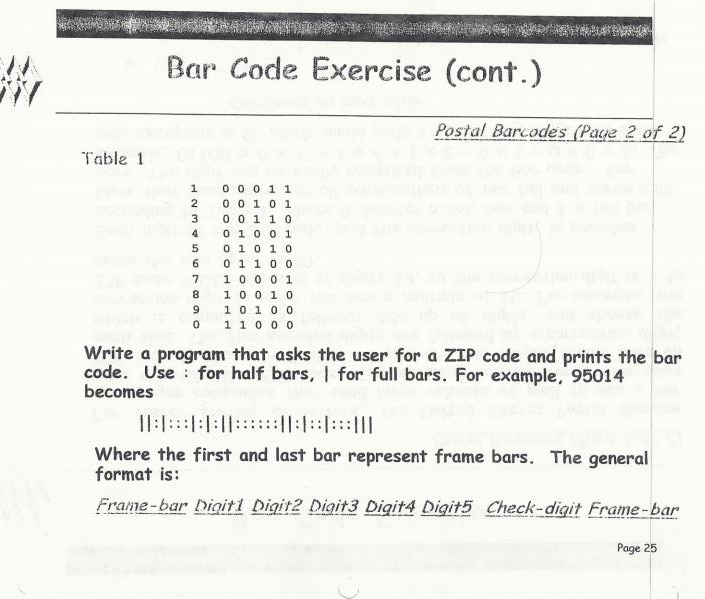 Solved Bar Code Exercise Postal Barcodes (Page 1 of 2 For | Chegg.com
