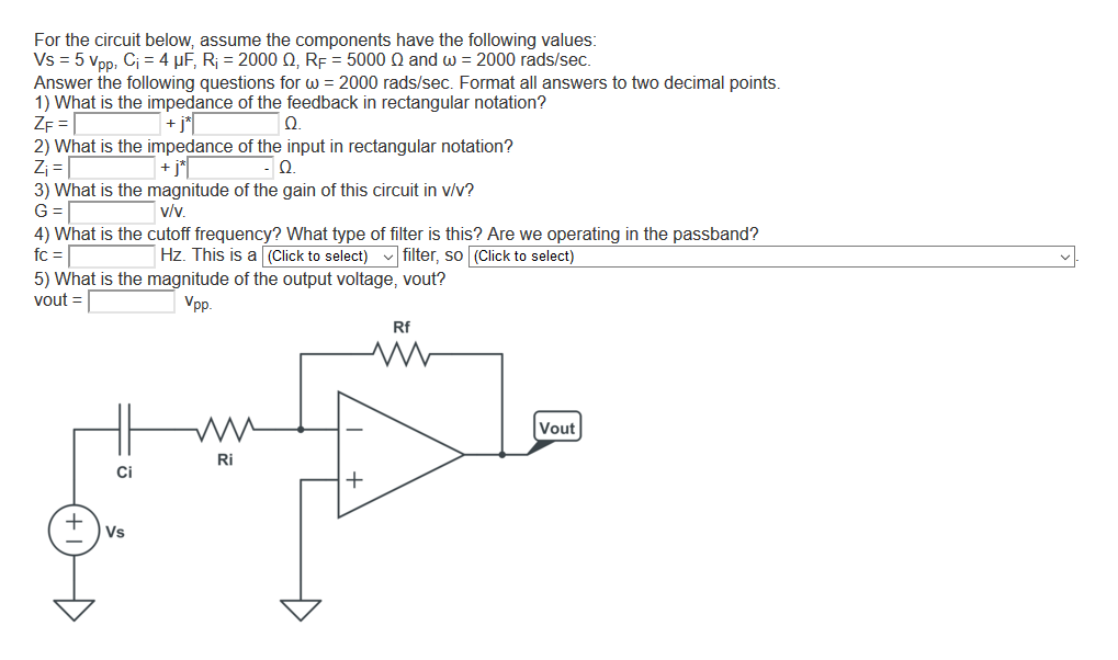 Solved For the circuit below, assume: Vs = 5 Vpp, R1 = 1800, | Chegg.com