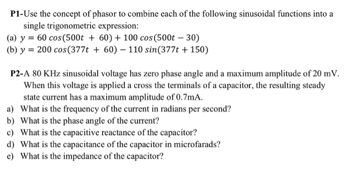 Solved Use the concept of phasor to combine each of the | Chegg.com
