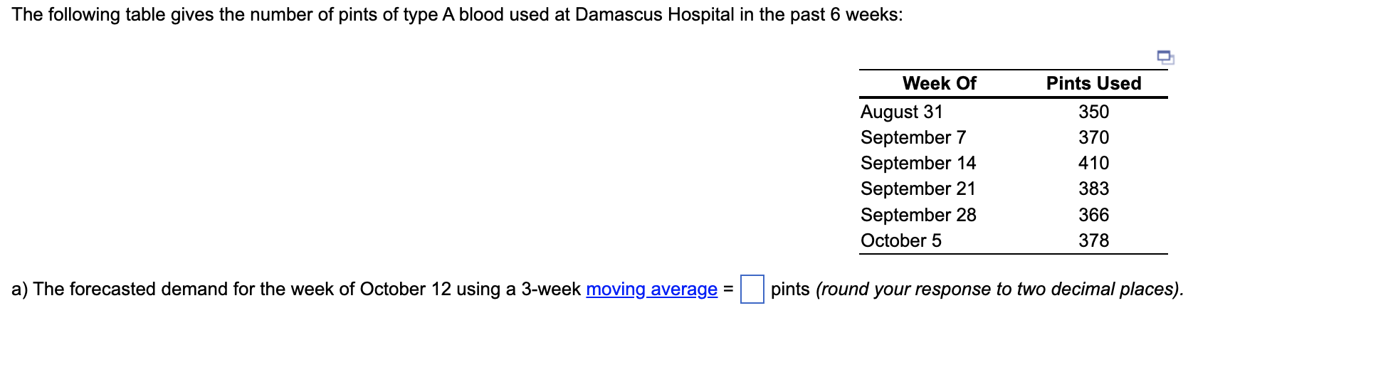 Solved The following table gives the number of pints of type | Chegg.com