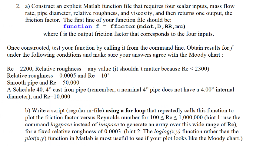 Solved 2 A Construct An Explicit Matlab Function File That 8203